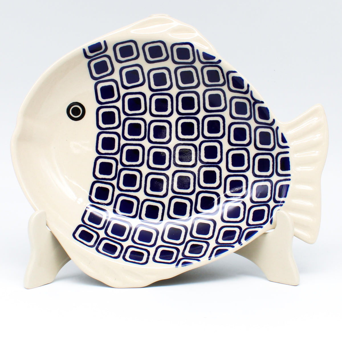 Lg Fish Server in Blue Squares – Janelle Imports